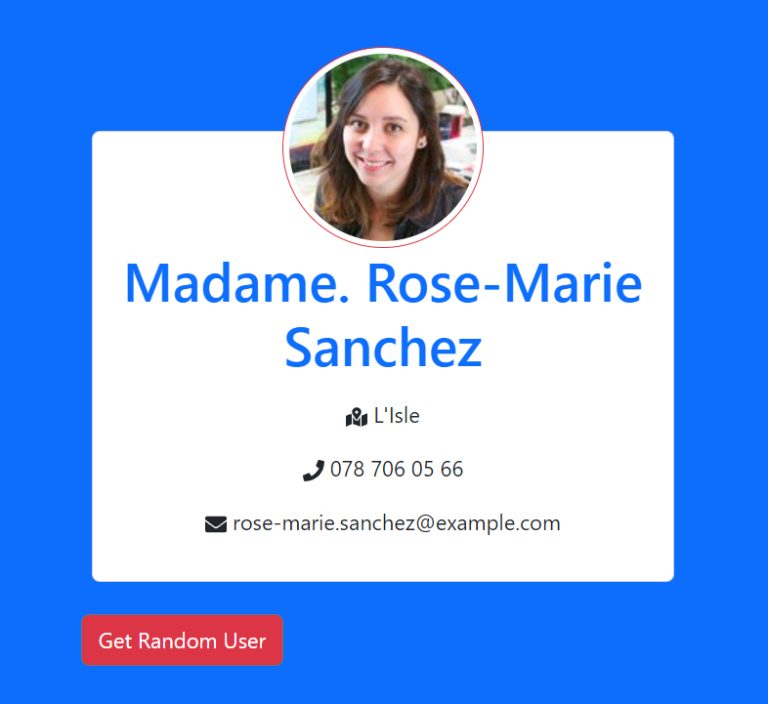 Reactjs Random User Api Example To Fetch User Details Using Axios And Reactstrap Edopedia